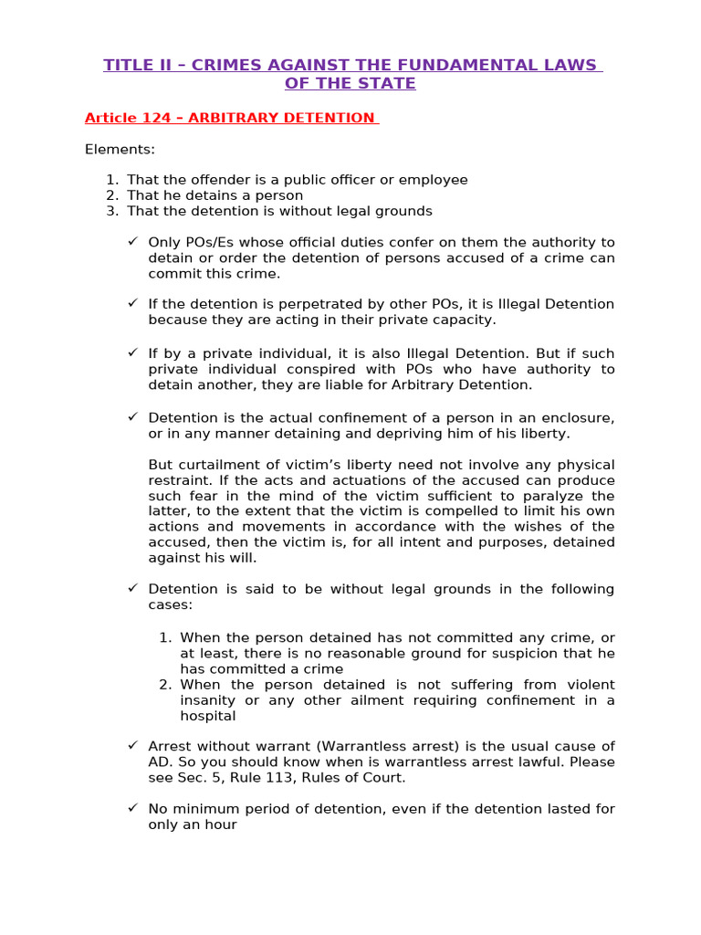 2 - Crimes Against The Fundamental Laws of The State | PDF | Detention ...