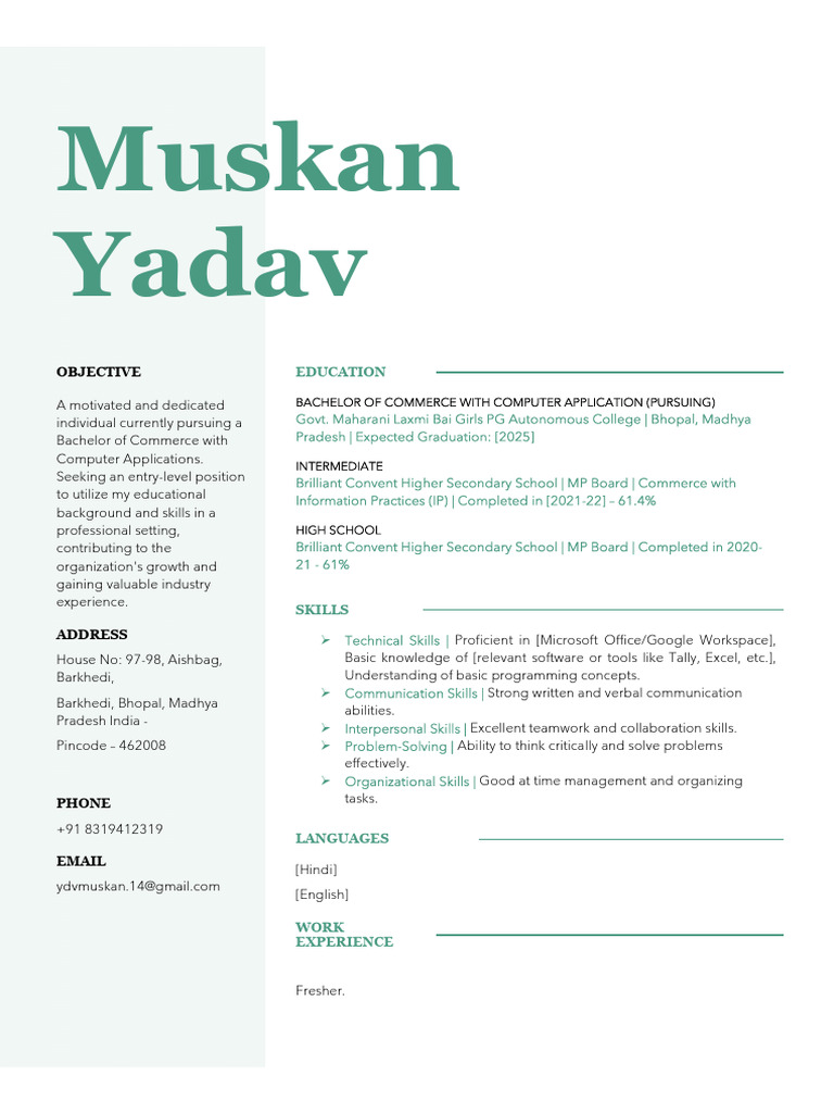 Muskan Yadav: Objective | PDF