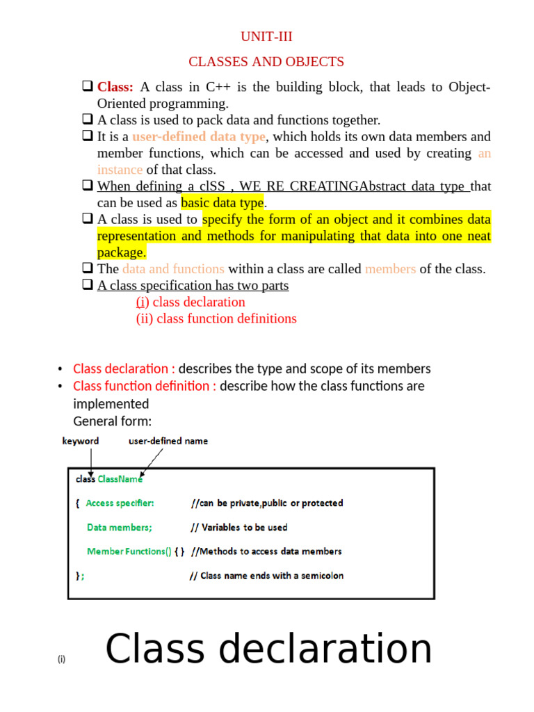 Unit III Notes | PDF | Class (Computer Programming) | Method (Computer ... Unit III Notes | PDF | Class (Computer Programming) | Method (Computer ...