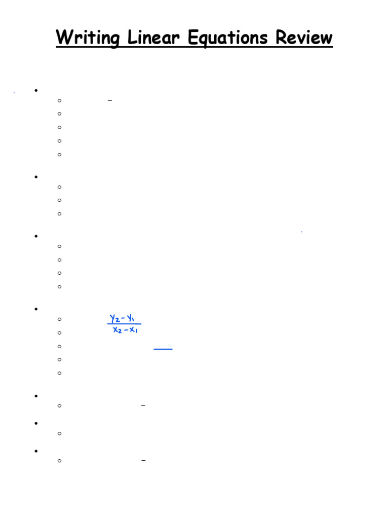 Writing Linear Equations Review - 6th | PDF | Equations | Mathematics