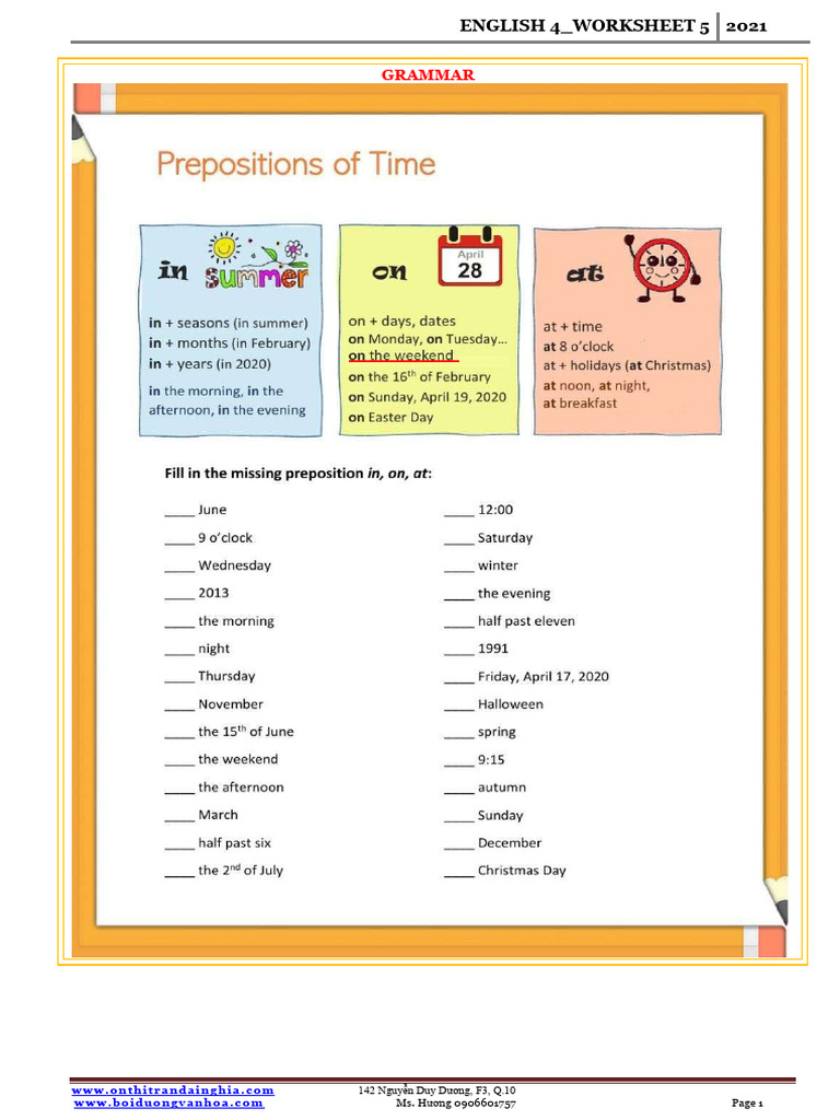 G4 - English Worksheet 5 | PDF
