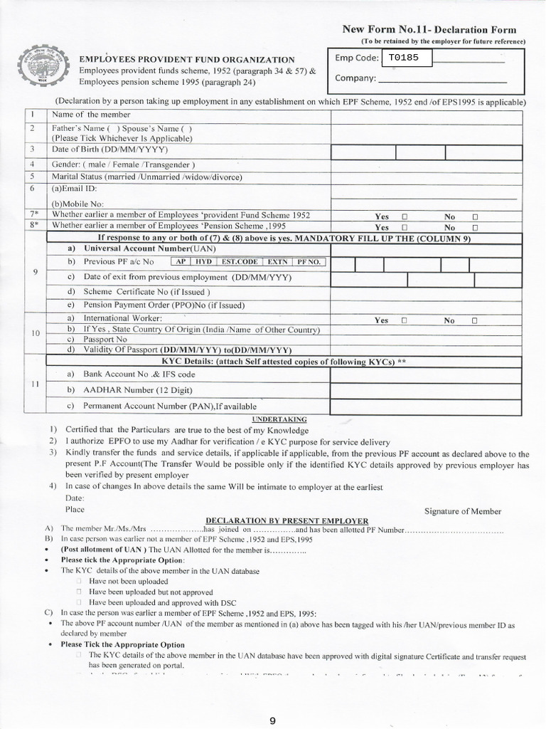 New Joining Form | PDF