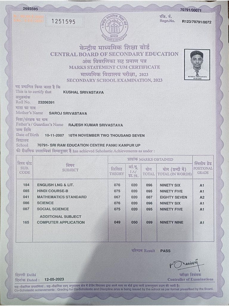 Board Marksheet | PDF