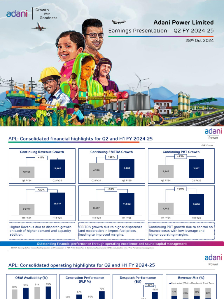 Adani Power Limited Q2 FY 2024-25 Result Presentation | PDF | Economies