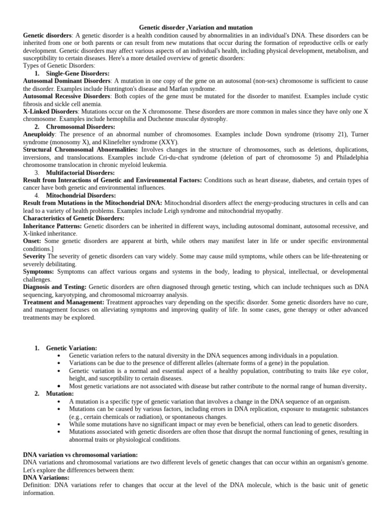 genetic disorder N MS 2 | PDF | Genetic Disorder | Genetics