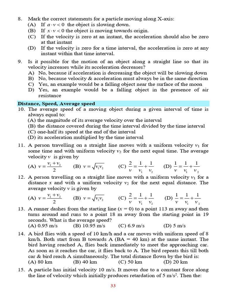 Motion in 1 D Assignment | PDF | Acceleration | Velocity