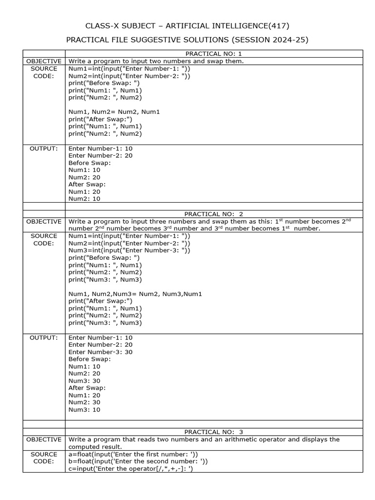 Class-X Practicals For Session 2024-25-File-1 (1 To 15) | PDF | Number Theory | Arithmetic