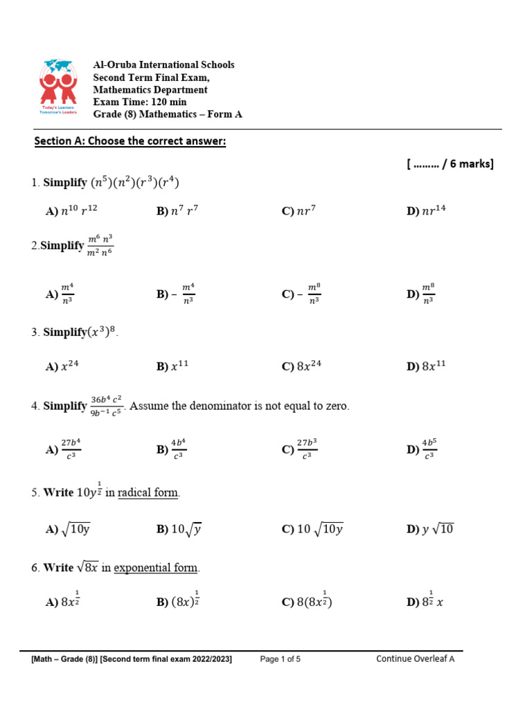 G8 second term A | PDF | Abstract Algebra | Algorithms