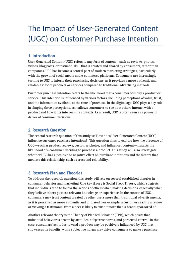Expanded Impact of UGC On Customer Purchase Intention | PDF | Survey ...