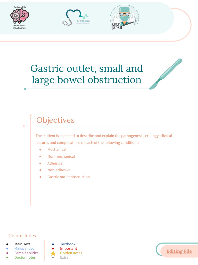 Gastric Outlet, Small and Large Bowel Obstruction | PDF | Digestive ...
