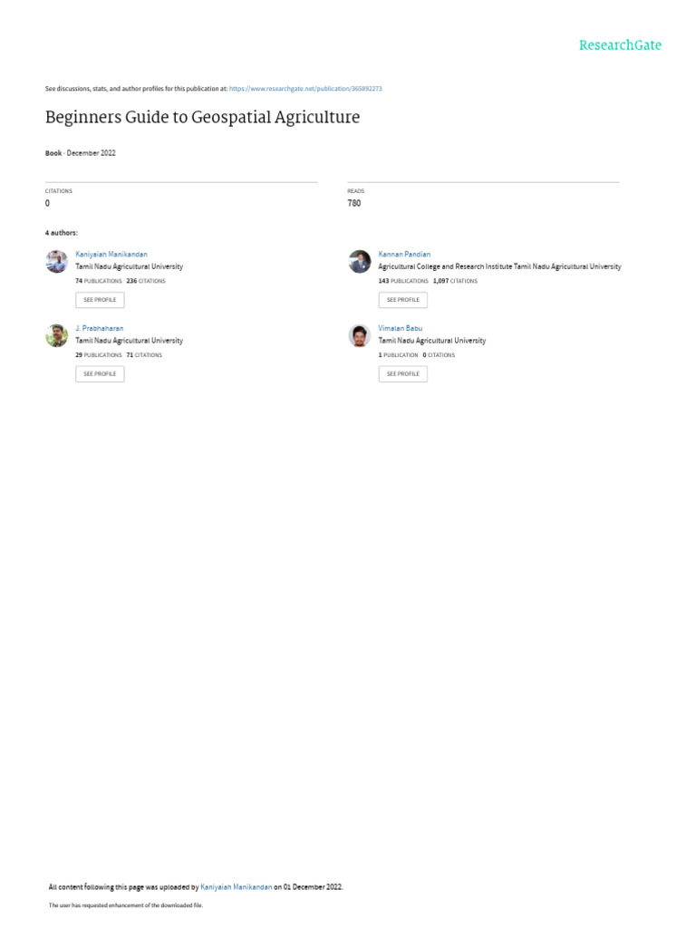 Geospatial Agriculture: A Beginner's Guide | PDF