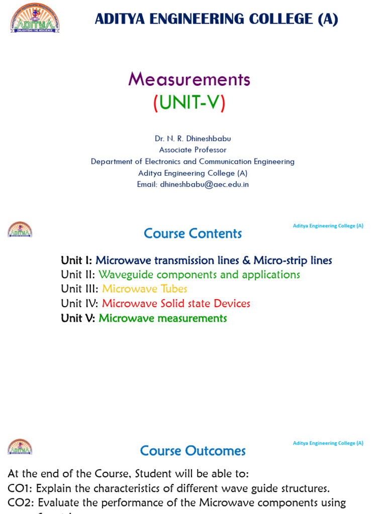 MWE_Unit V_UWMeasurements | PDF | Microwave | Transmission Line
