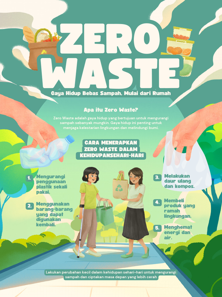 Poster Infografis Zero Waste Ilustratif Hijau Dan Putih | PDF