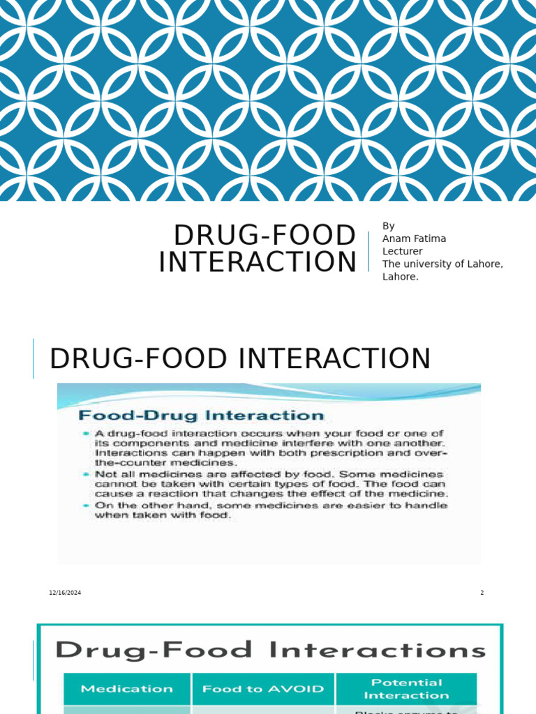 Drug Food Interaction | PDF | Clinical Medicine | Drugs