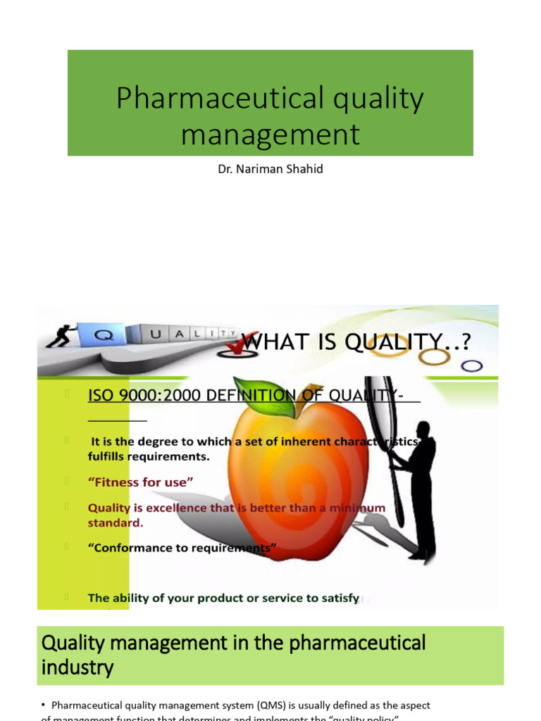 Pharmaceutical Quality Management Overview | PDF | Quality Assurance ...