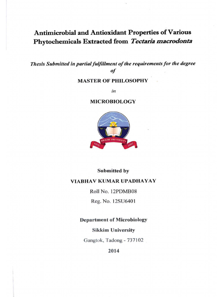 Antimicrobial and Antioxidant Properties of Various Phuytochemicals ...