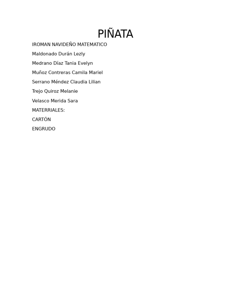 Piñata Navideña Matemática DIY | PDF