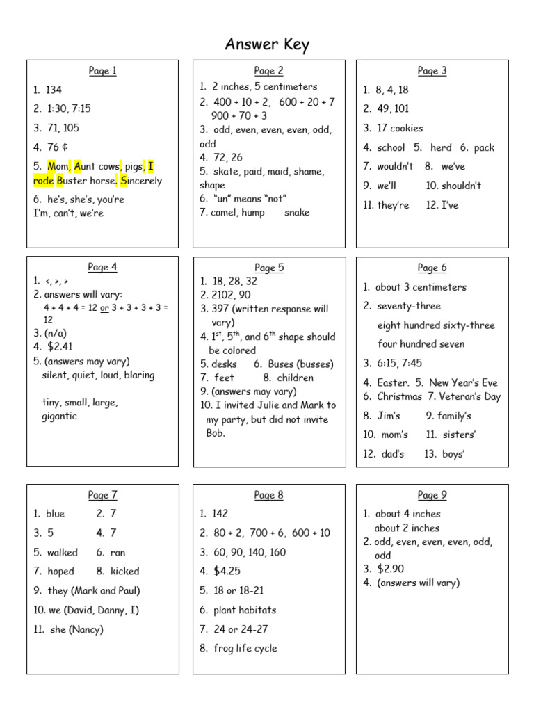 Do Now Answer Key | PDF | Adjective | Verb