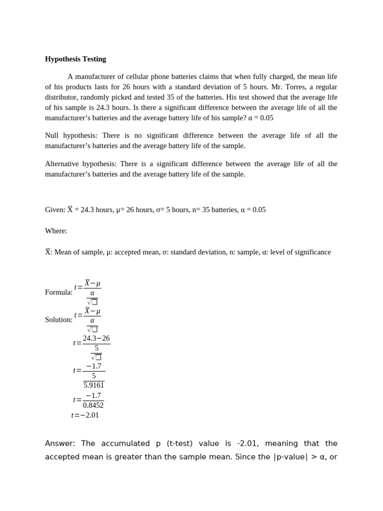 Hypothesis Testing | PDF