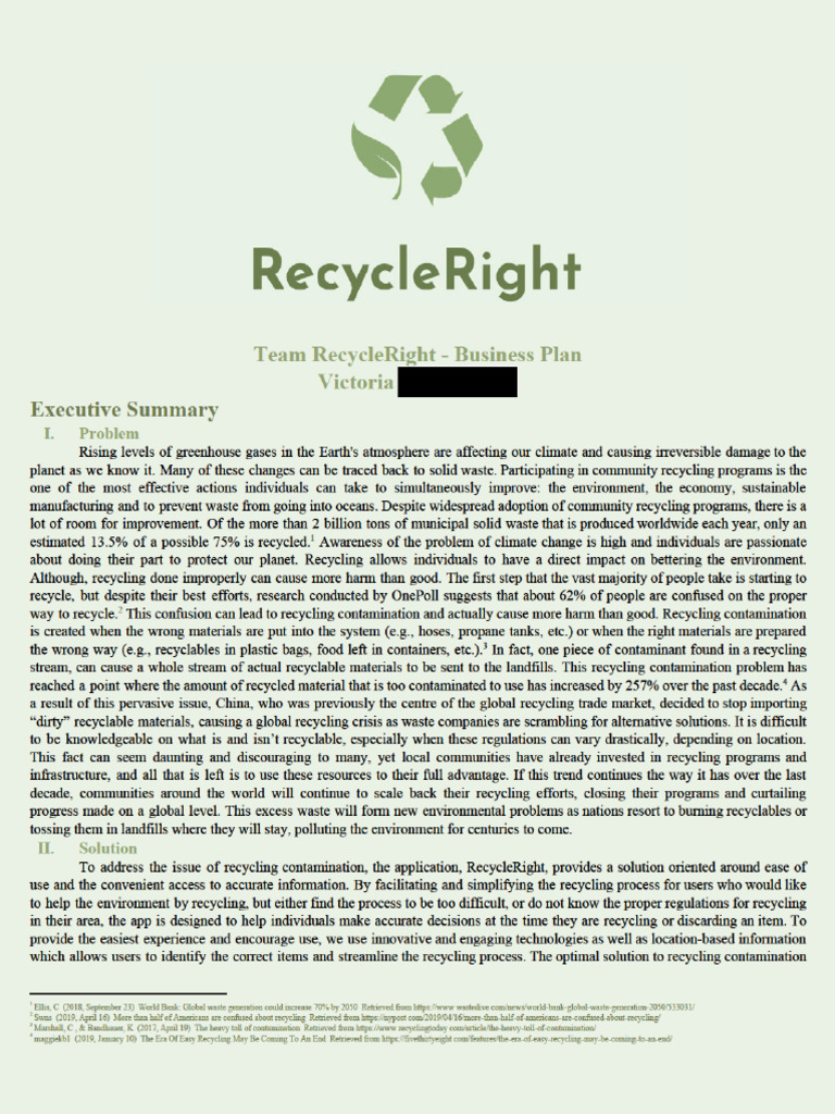 RecycleRight Business Plan Upload | PDF