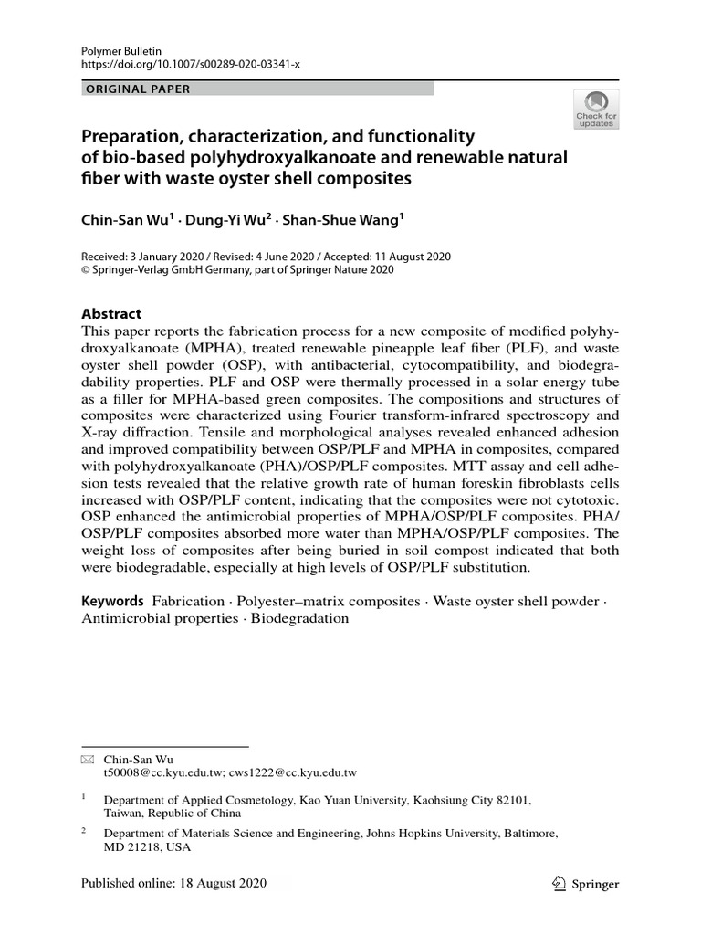 Preparation, Characterization, and Functionality of Bio Based ...