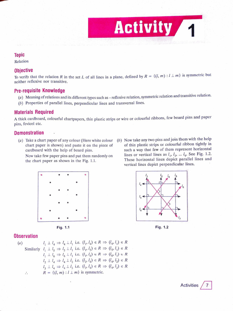 Activities Set 1 XII | PDF | Geometry