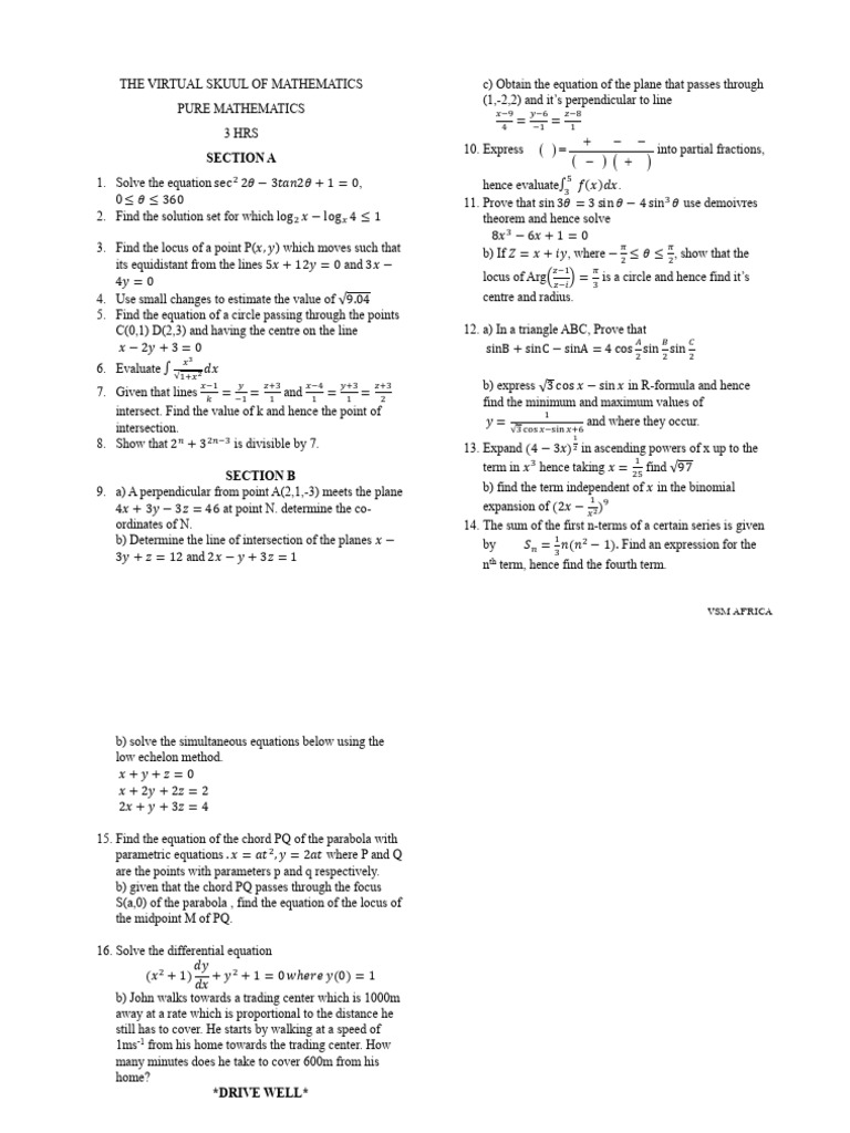 SET 3 P1 | PDF | Equations | Circle