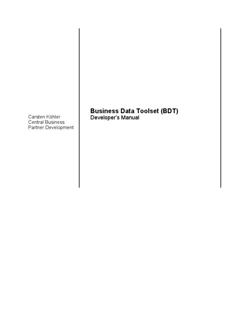 SAP - BDT (Business Data Toolset) Developers' Manual | PDF | Subroutine | Object (Computer Science)