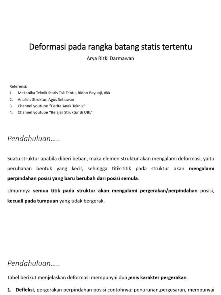 Deformasi Rangka Batang Statis | PDF