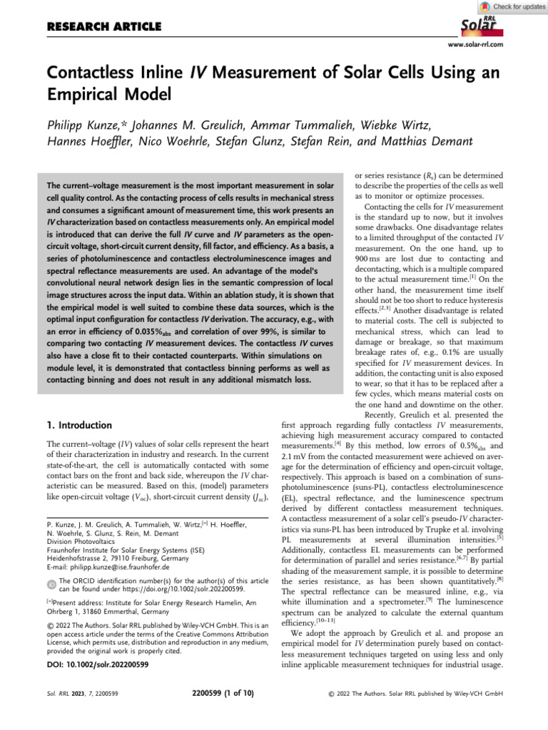 Solar RRL - 2022 - Kunze - Contactless Inline IV Measurement of Solar ...