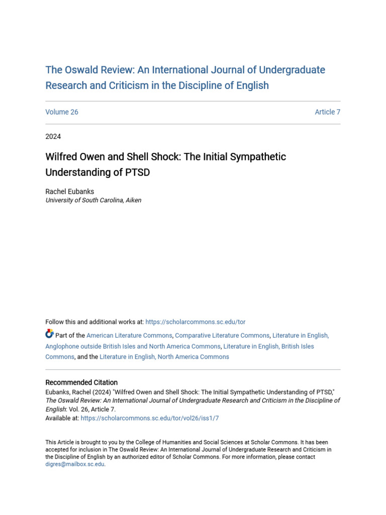 Wilfred Owen and Shell Shock - The Initial Sympathetic Understandi | PDF