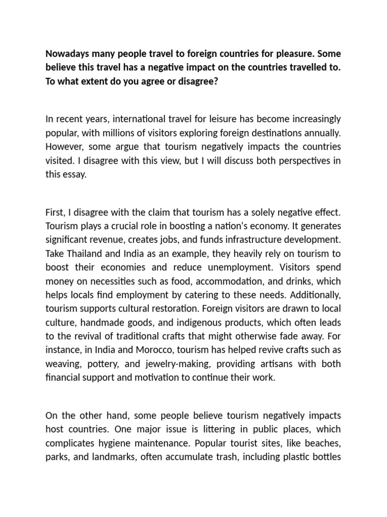 The Impact of Tourism on Host Countries | PDF