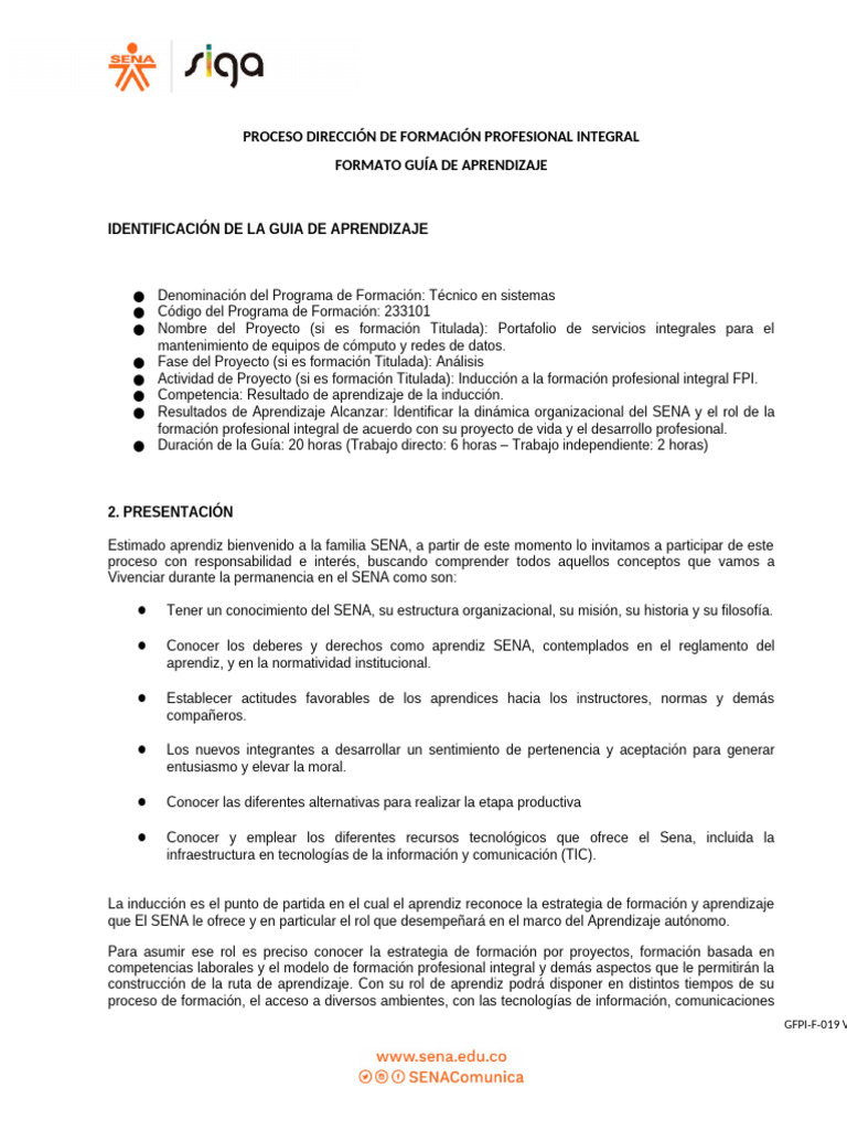 Gfpi-F-019 - Guia - de - Aprendizaje - Induccion Aprendices | PDF | Aprendizaje | Evaluación