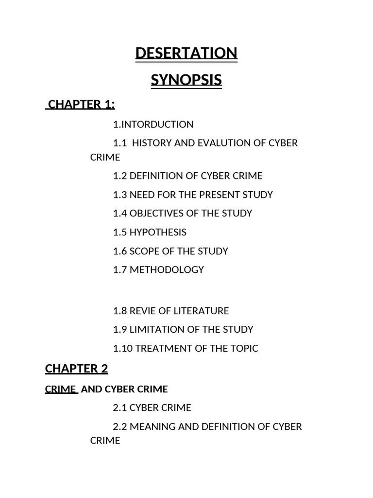 Synopsis For Desertation | PDF