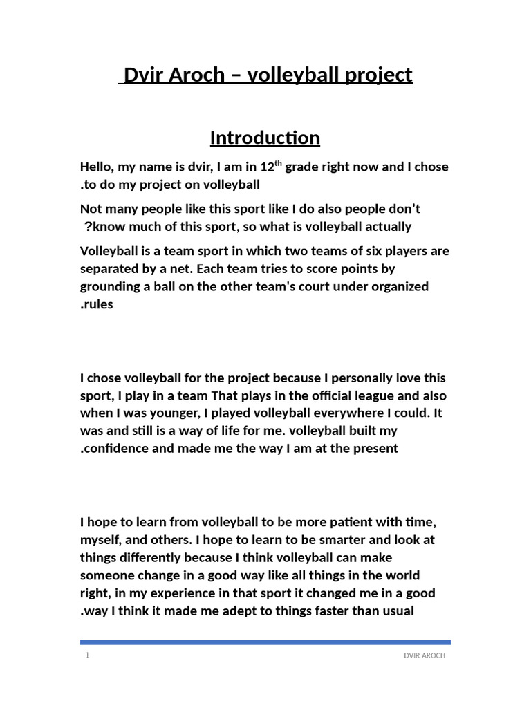 Volleyball project | PDF | Volleyball | Team Sports