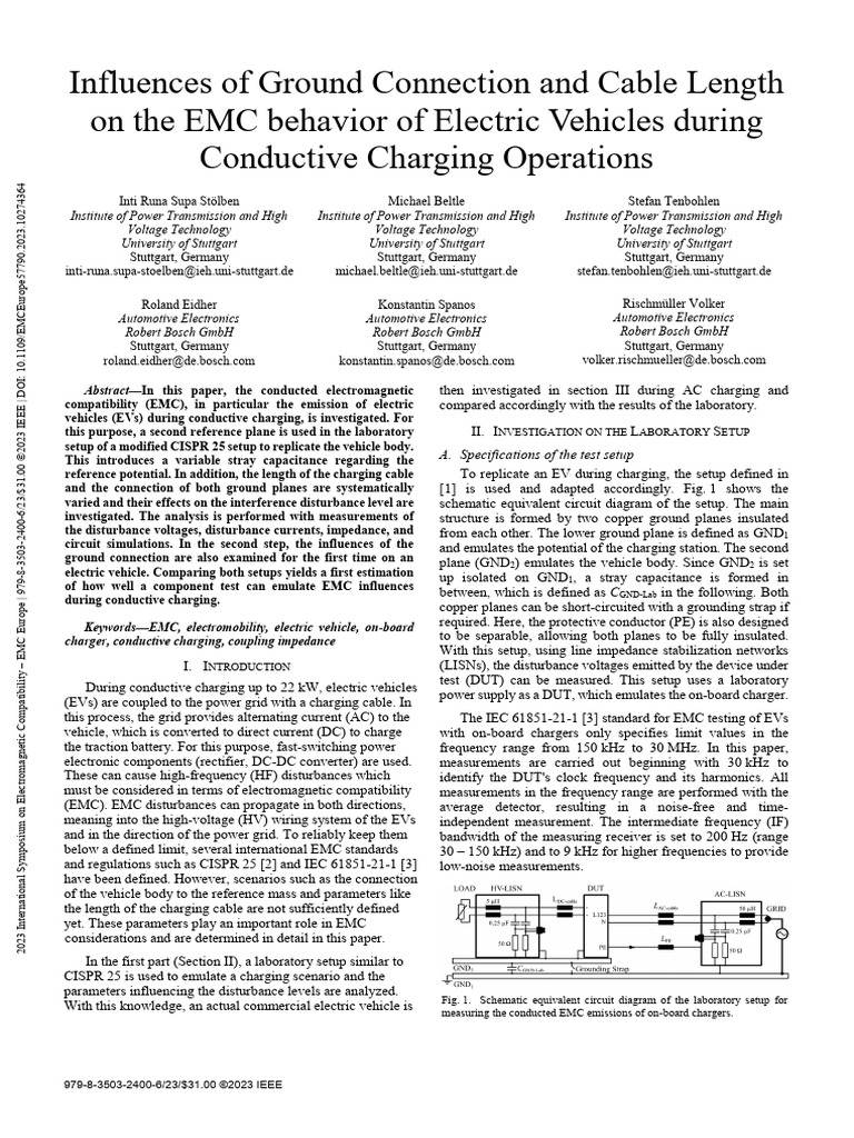 Influences of Ground Connection and Cable Length On The EMC Behavior of ...