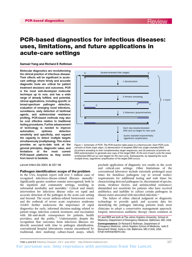 PCR and Infectious Disease | PDF | Polymerase Chain Reaction | Infection