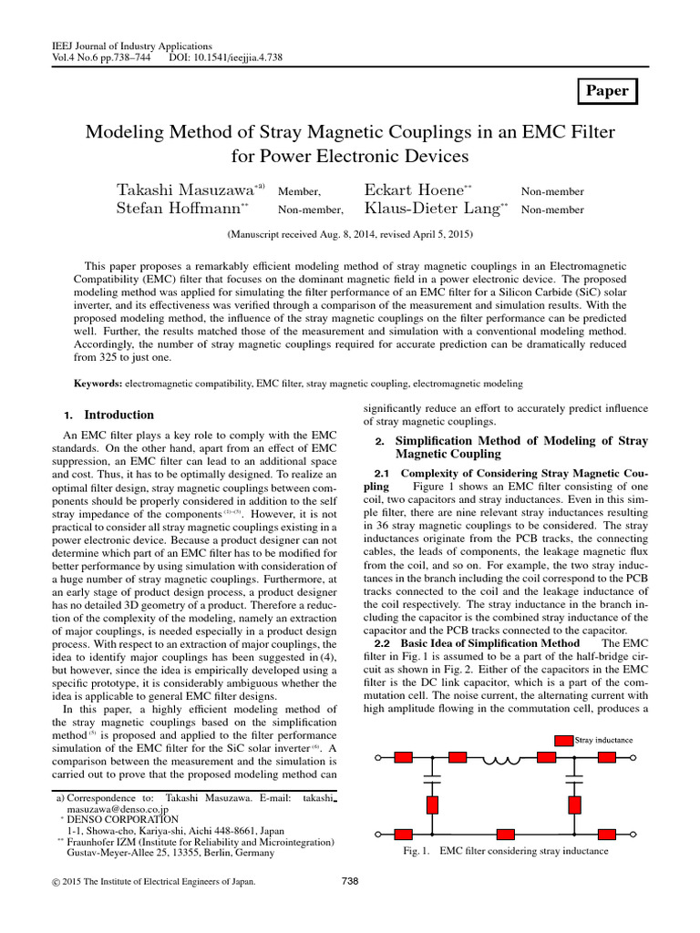 Modeling Method of Stray Magnetic Couplings in An EMC Filter For Power ...