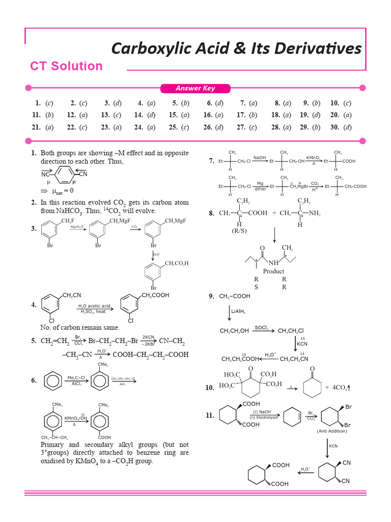 CTM Carboxylic Acid - Its Derivatives Sol | PDF | Carboxylic Acid ...