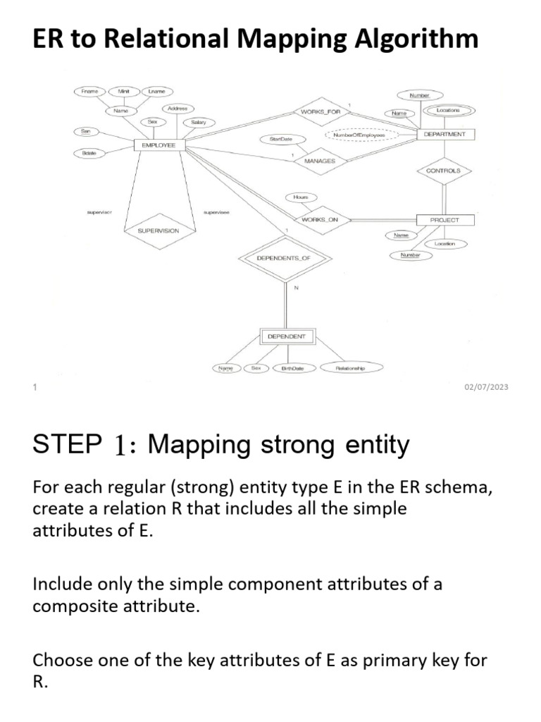 Part Ii Presentaion Er To Relational Mapping Algorithm Pdf Data Model Data Management