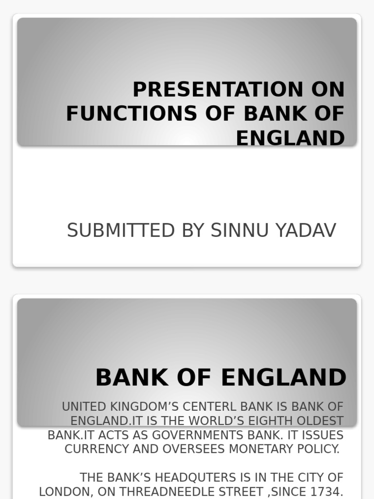 Functions of the Bank of England | PDF | Money | Banks