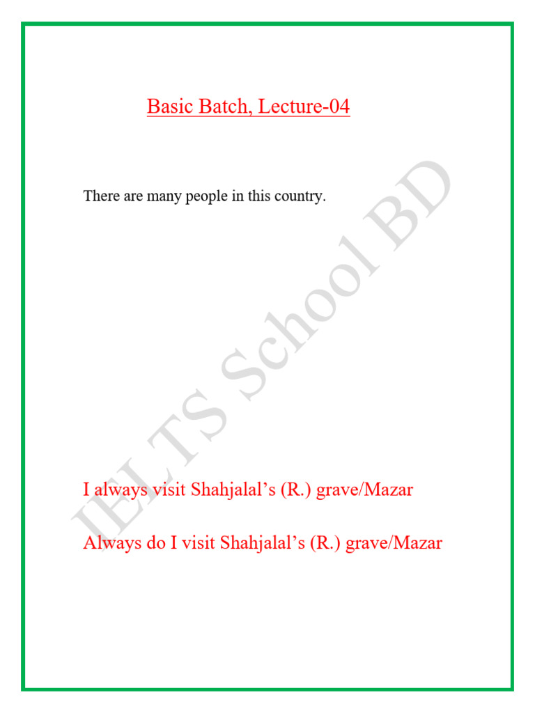 Basic Batch, LECTURE 04, Inverted Sentence | PDF | Verb | Semantic Units