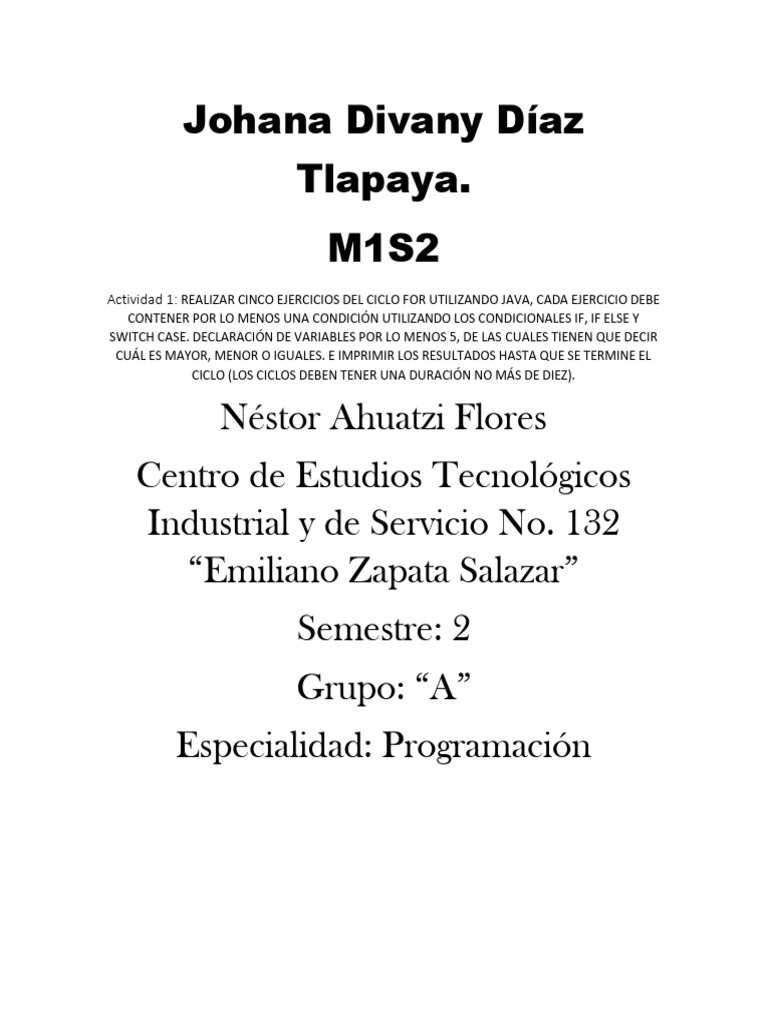 Ejercicios de Ciclo For en Java | PDF | Java (lenguaje de programación) | Programación de ...