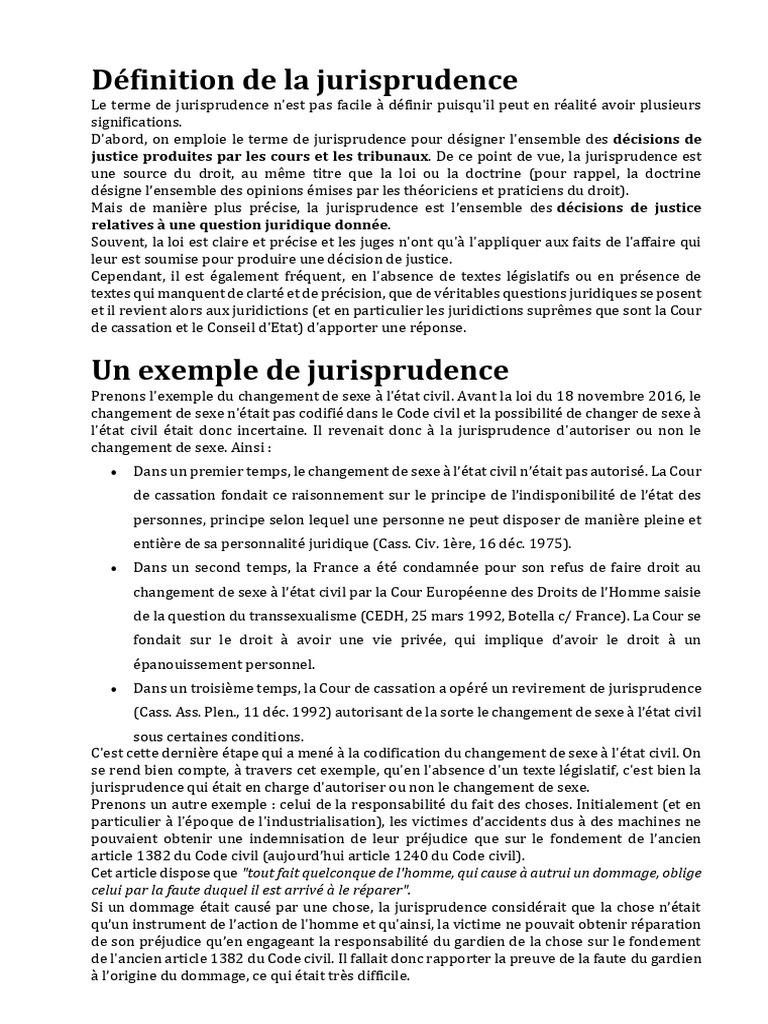 Comprendre la jurisprudence en droit | PDF | Jurisprudence | Loi