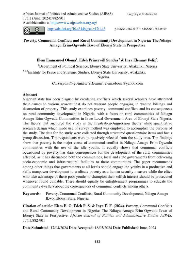 Poverty Communal Conflicts and Rural Community Dev | PDF | P Value ...