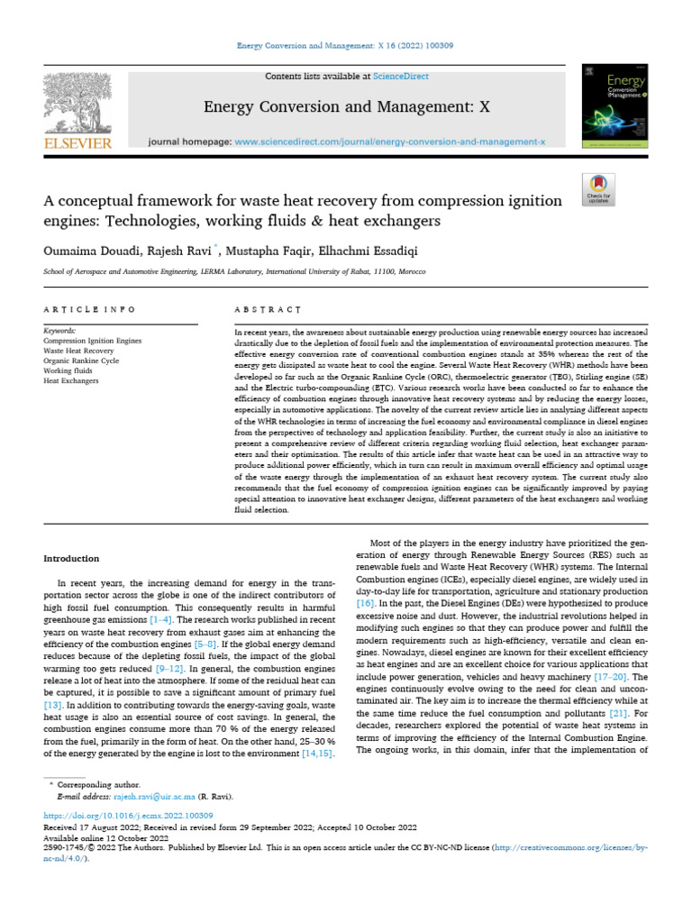 Waste Heat Recovery in Diesel Engines | PDF | Engines | Heat