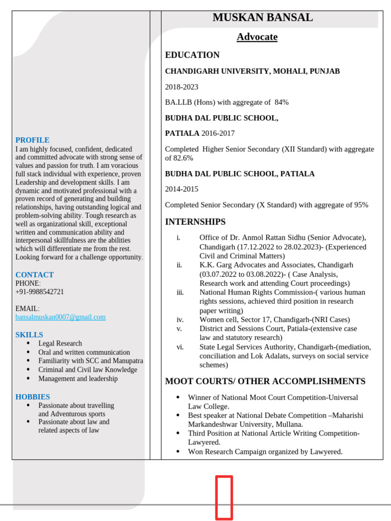 CV (MUSKAN) pdf | PDF | Social Psychology