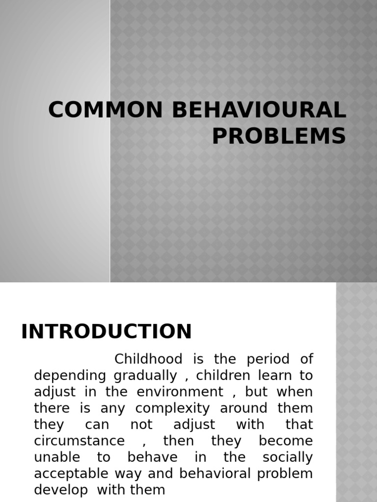 Common Behavioural Problems Pdf Infants Temperament