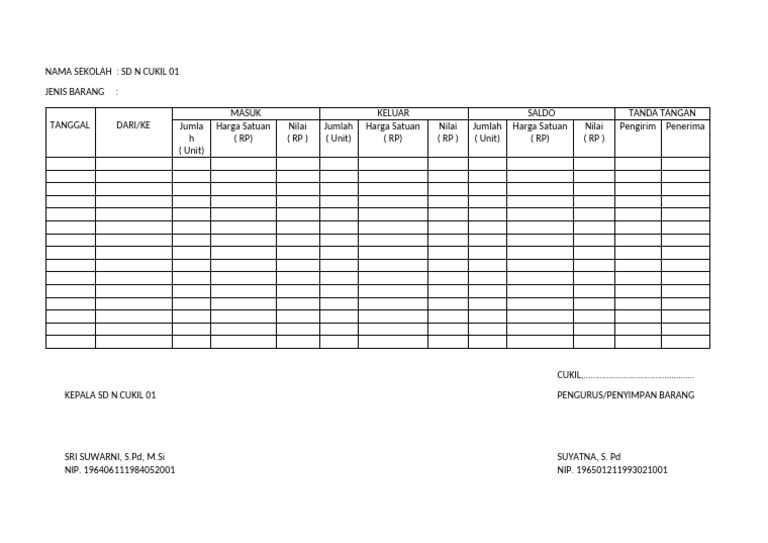 Form Persediaan Barang | PDF
