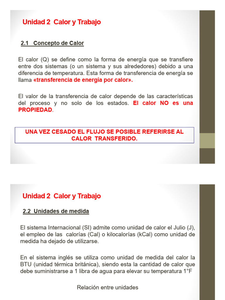 Unidad 2 | PDF | Conduccion termica | Calor